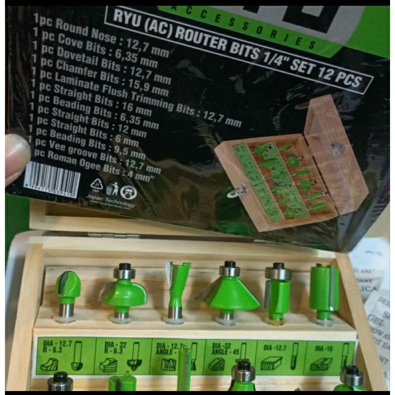 Jual Mata profil ryu set 12 pcs 1/4"-mata router | Shopee Indonesia