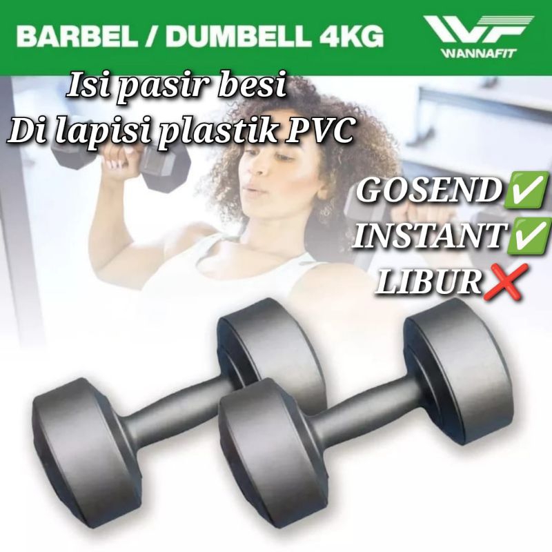 Jual DUMBLE 4 KG BARBEL PVC ABU ALAT LATIHAN BEBAN FITNES dumble dambel ...