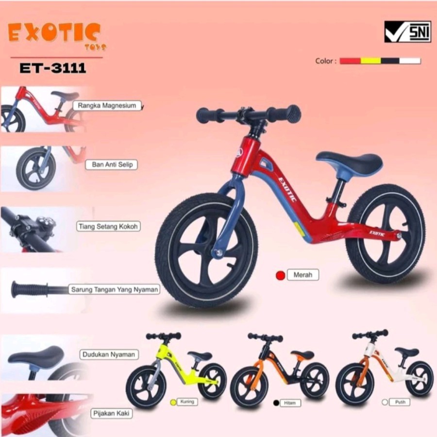 Jual SEPEDA ANAK PUSHBIKE EXOTIC ET-3111 AIR BALANCE BIKE | Shopee Indonesia
