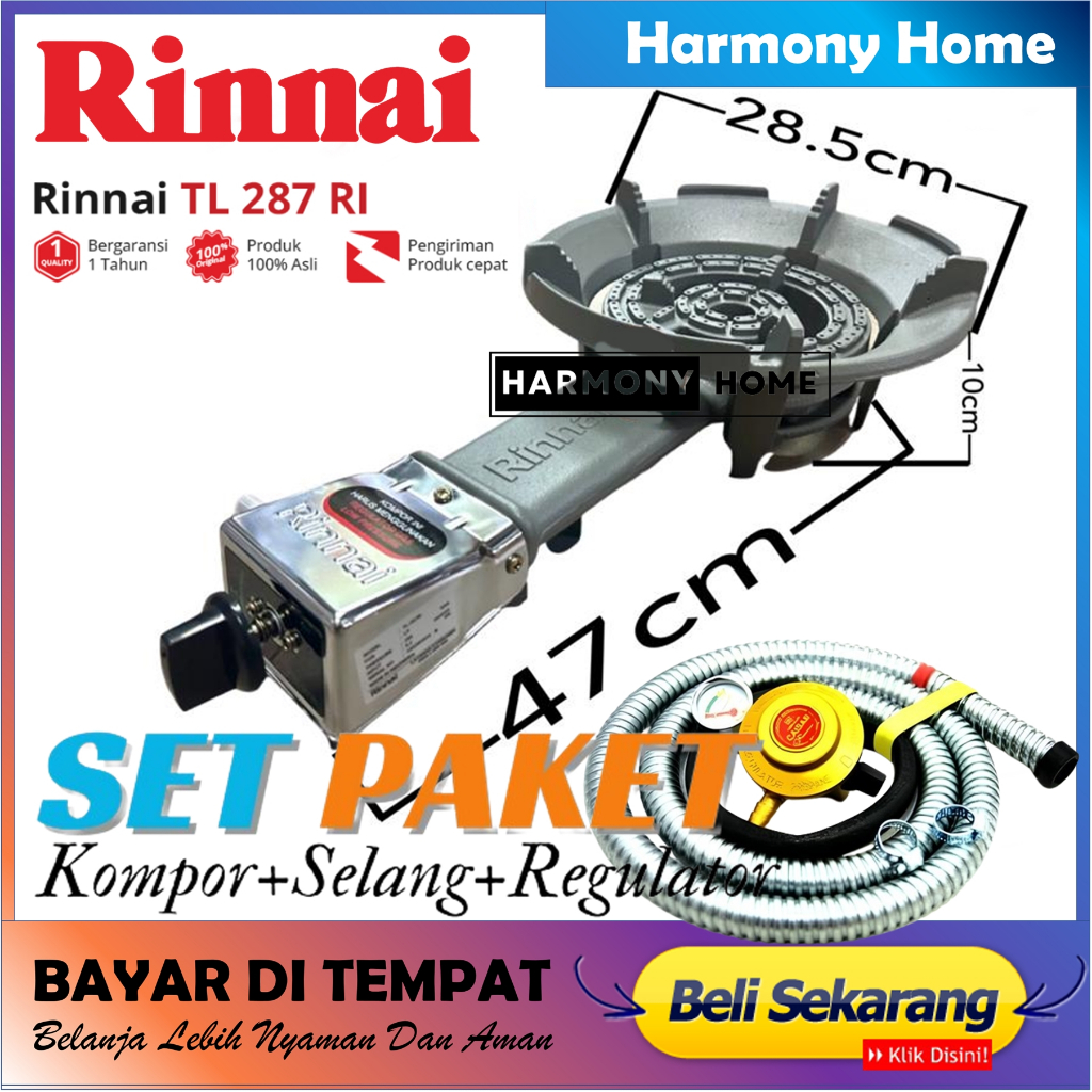 Jual Kompor Rinnai Mawar TL287RI+Selang Gas+regulator Meter SNI Dagang ...