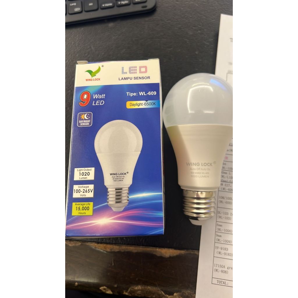 Jual LAMPU LED SENSOR CAHAYA 9 DAN 18 WATT WING LOCK LAMPU SENSOR ...