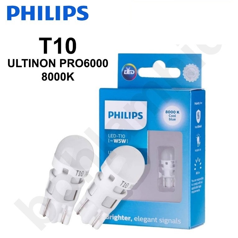 Jual LED Lampu Senja T10 PHILIPS ULTINON PRO6000 W5W LED Kabin 8000K ...
