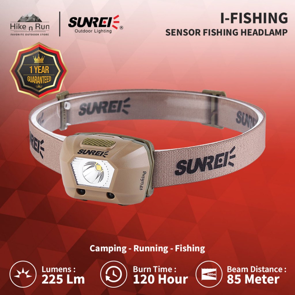 Jual Sunrei Headlamp Ifishing LED Smart Sensor 4 Modes IPX6 Waterproof ...