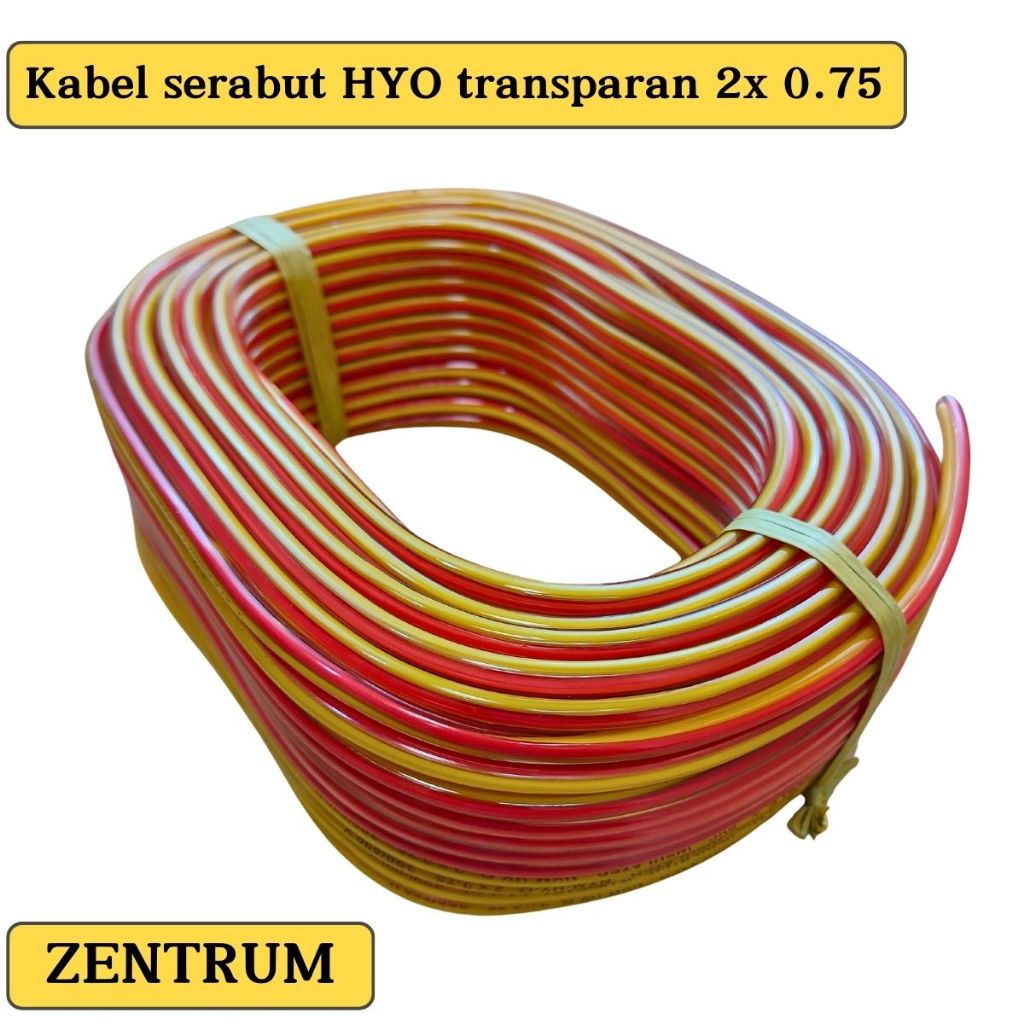Jual Zentrum Kabel Listrik Serabut HYO Transparan 2 x 0.75 Meteran 1 ...