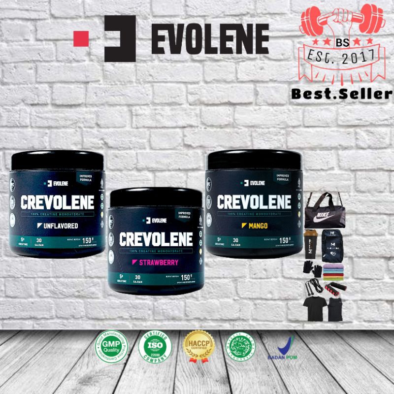 Jual CREVOLENE Creatine Monohydrate 300gram Evolene Free Packing Kardus ...