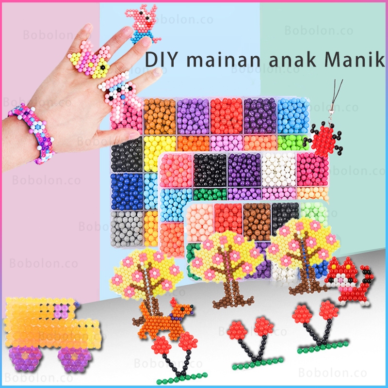 Jual 4800Pcs / 2400Pcs 1kotak mainan anak Manik DIY barang kerajinan ...