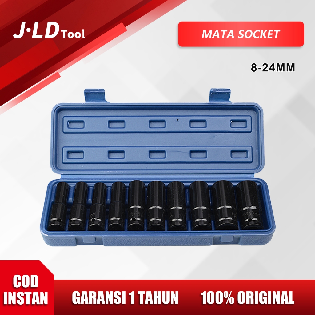 Jual JLD Mata Socket 10pcs Mata Sok Impact 1/2Inch Mata Shock Set Extention 8-24mm mata socket ...