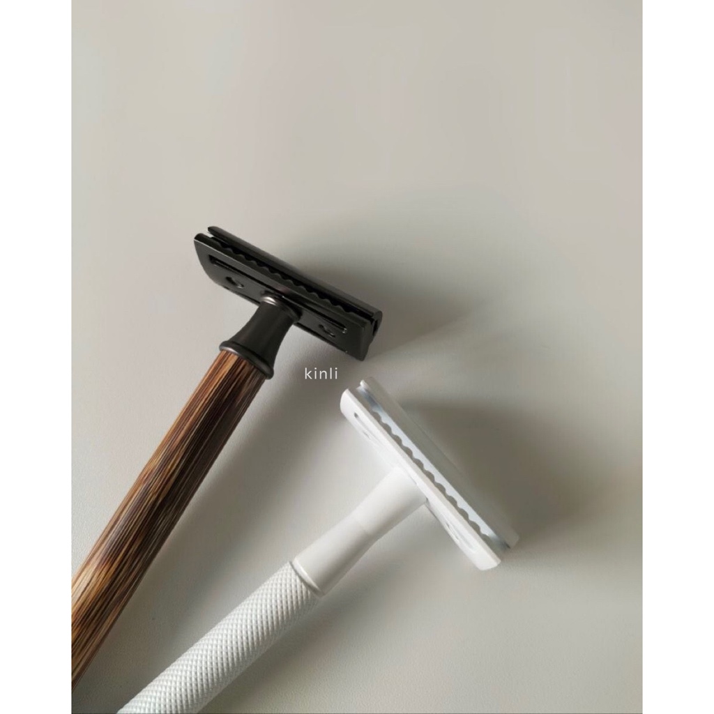 Jual reusable safety razor brass white premium smooth shaver alat cukur ...