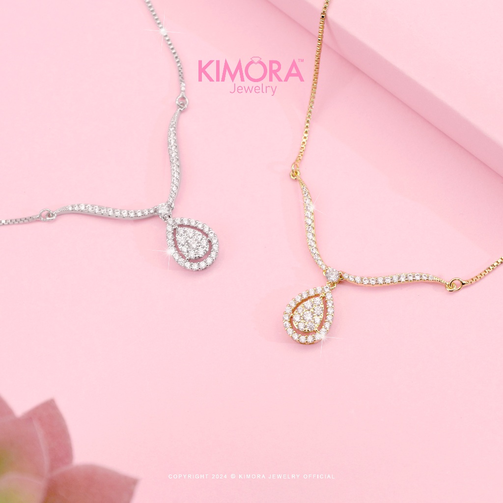 Jual Kimora - Kalung Rhodium Serut Wanita Aurel Teardrop Kana Gold ...