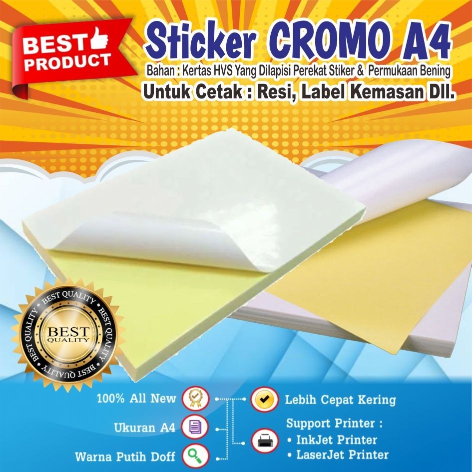 Jual Kertas Stiker Sticker Glossy Chromo Bontax Art Paper A4 Tahan Air ...