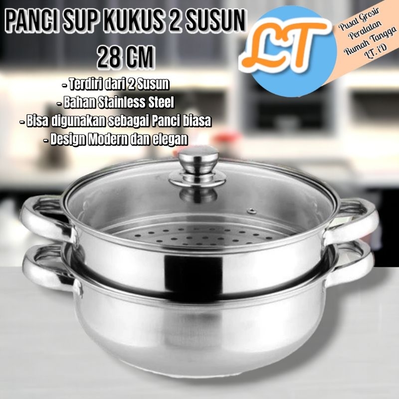 Jual (LT.ID) PANCI 2 SUSUN BESAR KUKUS STEAMER STAINLESS 28 CM, KUKUSAN ...