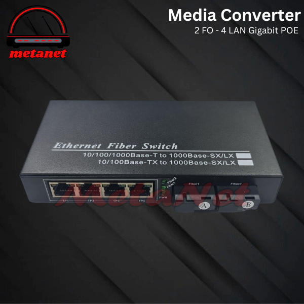 Jual Media Converter Ethernet Fiber Switch 2 Port FO 4 Port LAN Gigabit Poe / 2 FO 4 Gigabit LAN ...