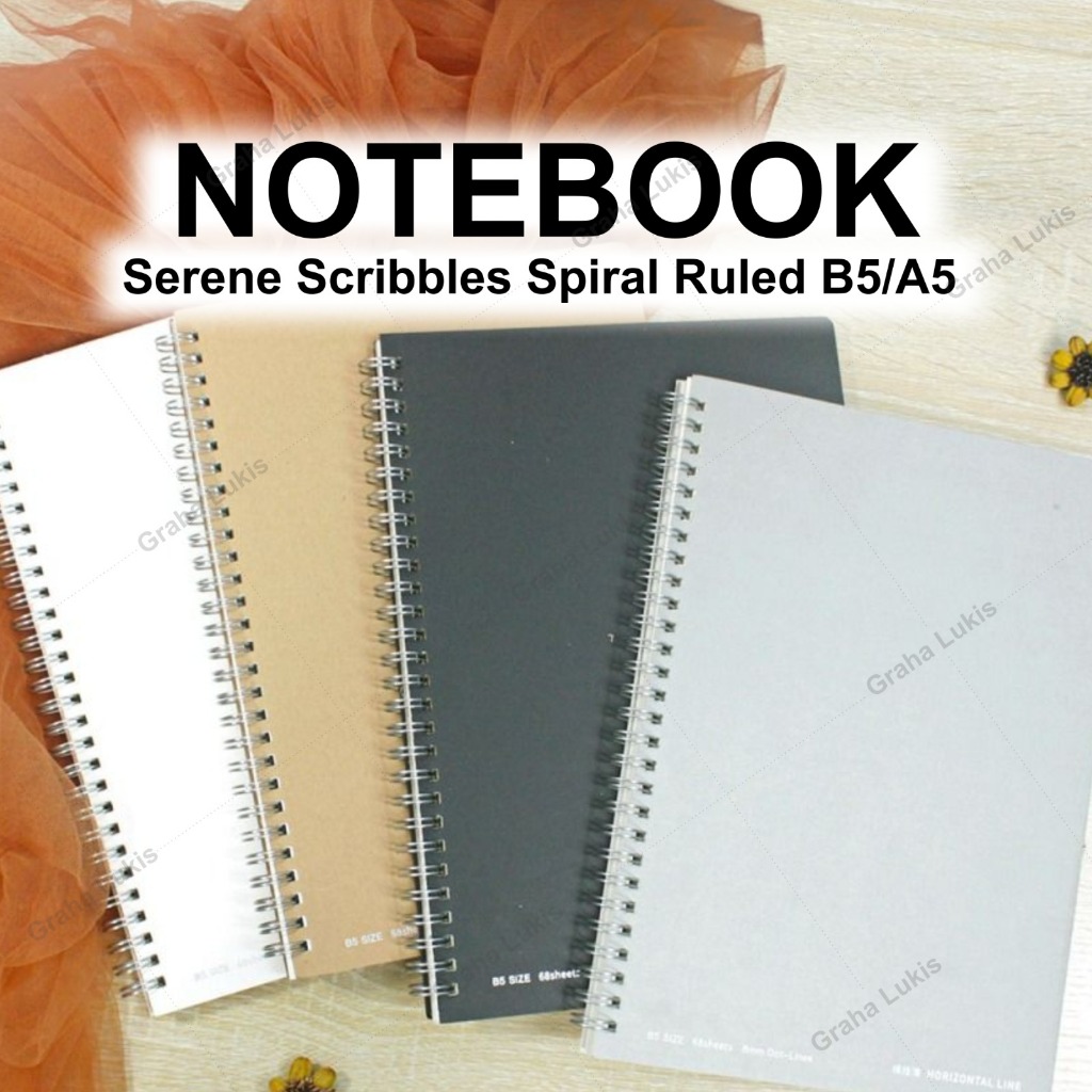 Jual Serene Scribbles Spiral Ruled Notebook B5 / A5 | Shopee Indonesia