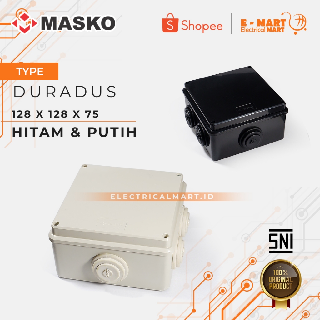 Jual Masko Duradus 128x128x75mm PVC /Junction BOX Hitam Putih Cream ...