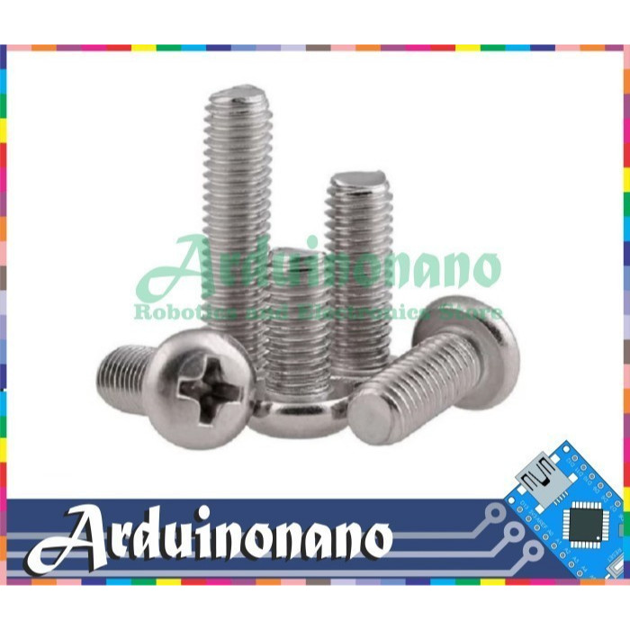 Jual Baut Screw 1cm 3mm panjang 10mm kepala bulat positif diameter 3 mm ...