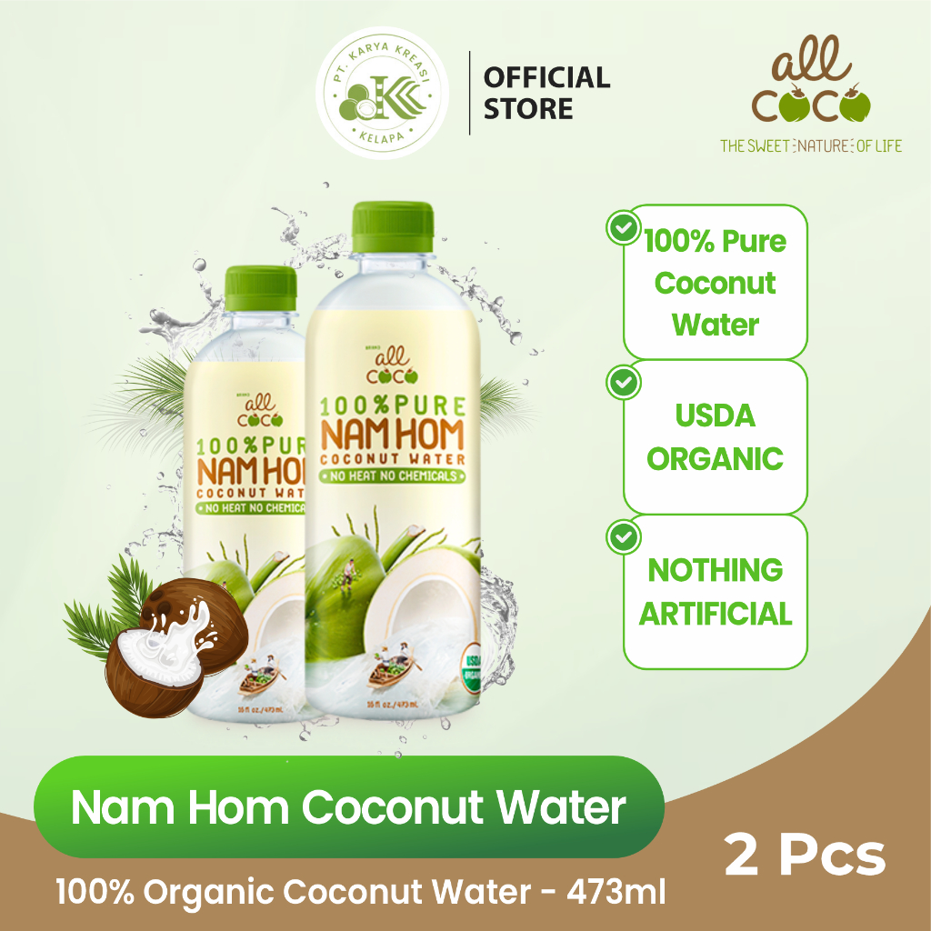 Jual All Coco Nam Hom Organic Coconut Water Air kelapa Murni 473ml - 2 ...