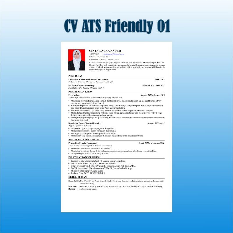 Jual CV ATS FRIENDLY Profesional (Indo/English) | Shopee Indonesia