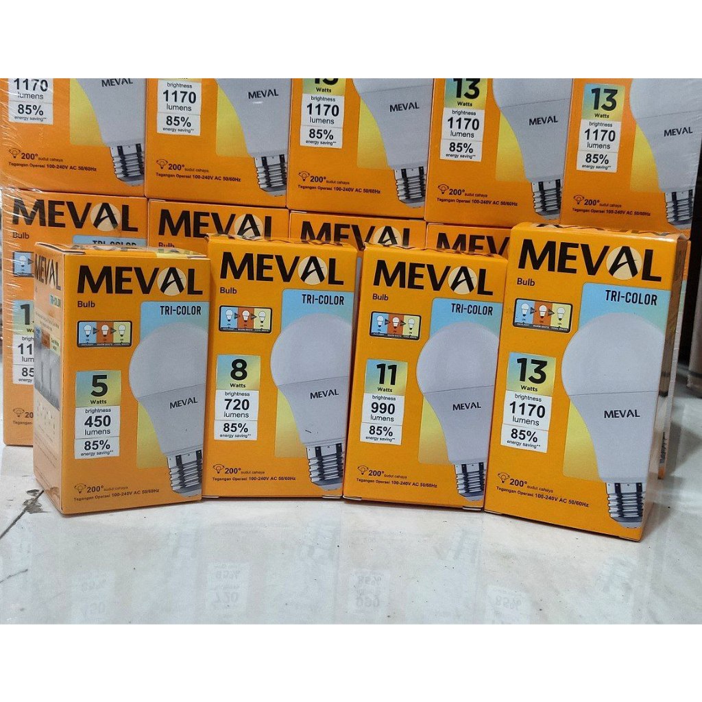 Jual Meval Lampu LED Tricolour 3 Warna 5W 8W 11W 13W Tricolor - 1 Lampu 3 Warna Cahaya | Shopee ...