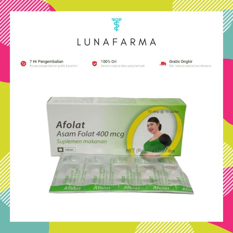 Jual Afolat Asam Folat 400 mcg - Suplemen Ibu Hamil dan Menyusui ...