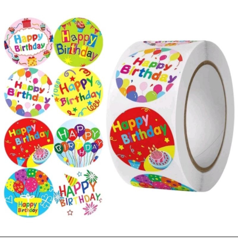 Jual Sticker Happy Birthday Roll 500 pcs | Shopee Indonesia