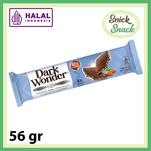 Jual Dark Wonder Dark Chocolate Bar Crunchy Almond 56 gr Isi 4 mini ...