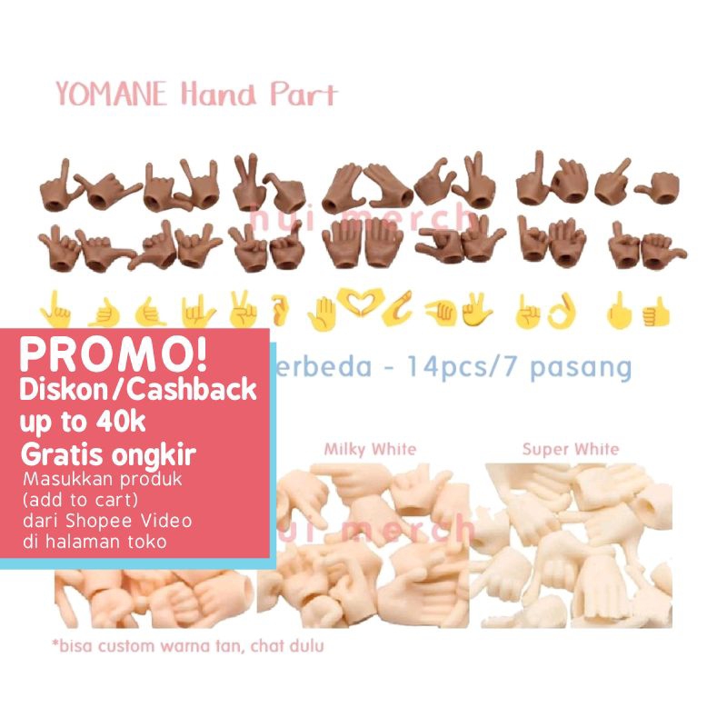 Jual HAND PART untuk ob11 obitsu / Yomane/YMY / BJD Mori / Baby Bell ...