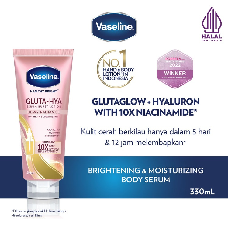 Jual Vaseline Gluta-Hya Body Serum Dewy Radiance 330 mL | Shopee Indonesia