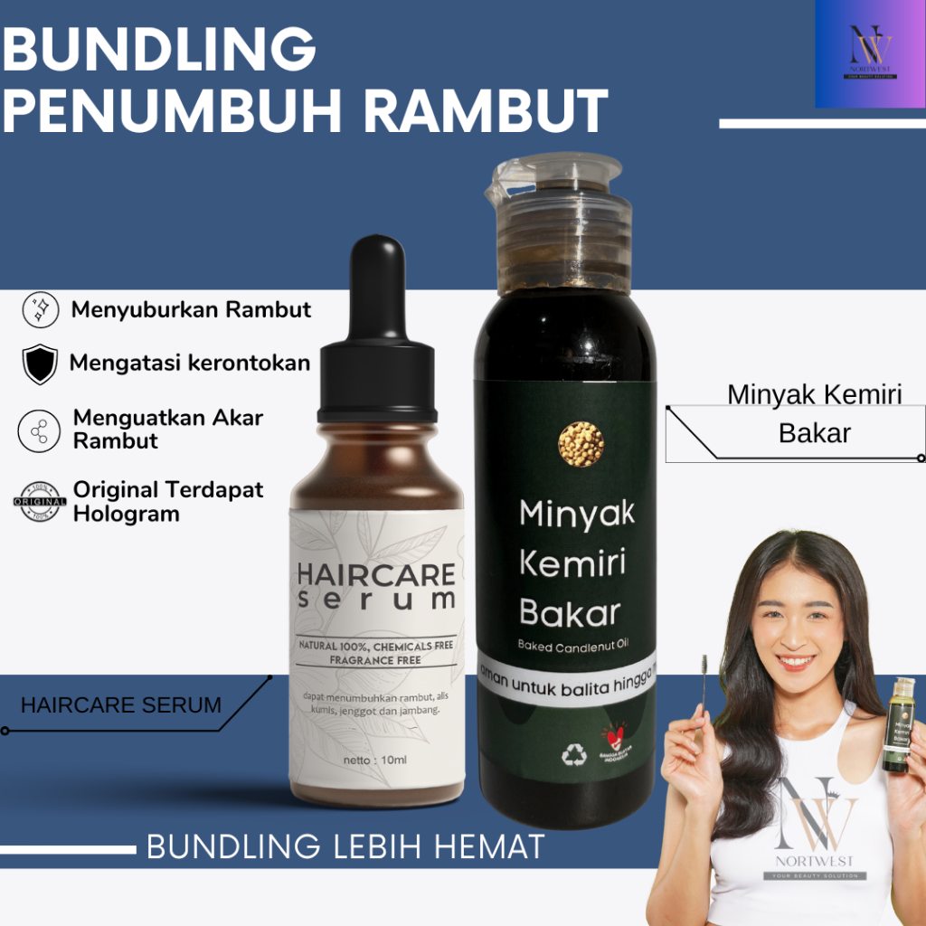 Jual ISI 2 PCS PAKET HAIRCARE SERUM + MINYAK KEMIRI BAKAR ORIGINAL 100% ...