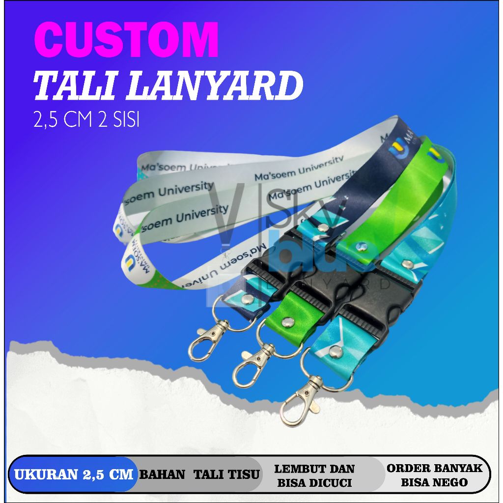 Jual TALI LANYARD 2,5 CM 2 SISI BAHAN TALI TISU PRINTING SUBLIM ...