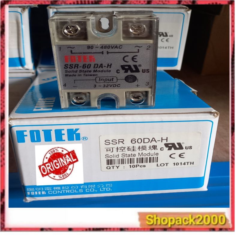 Jual Fotek SSR-60 DA-H SSR 60DAH Solid State Relay 60 Ampere DC to Ac High Voltage | Shopee ...