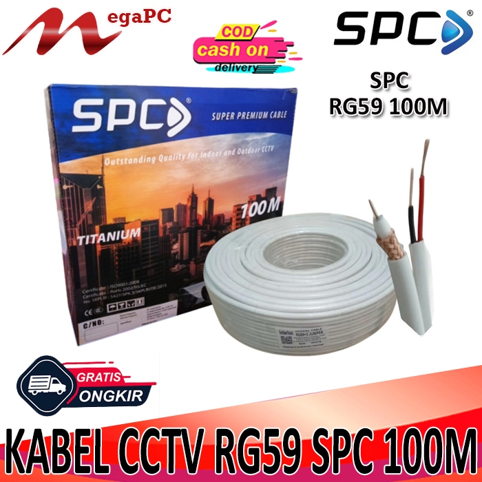 Jual Kabel Coaxial CCTV RG59 Plus Power SPC Titanium 100 Meter | Shopee Indonesia