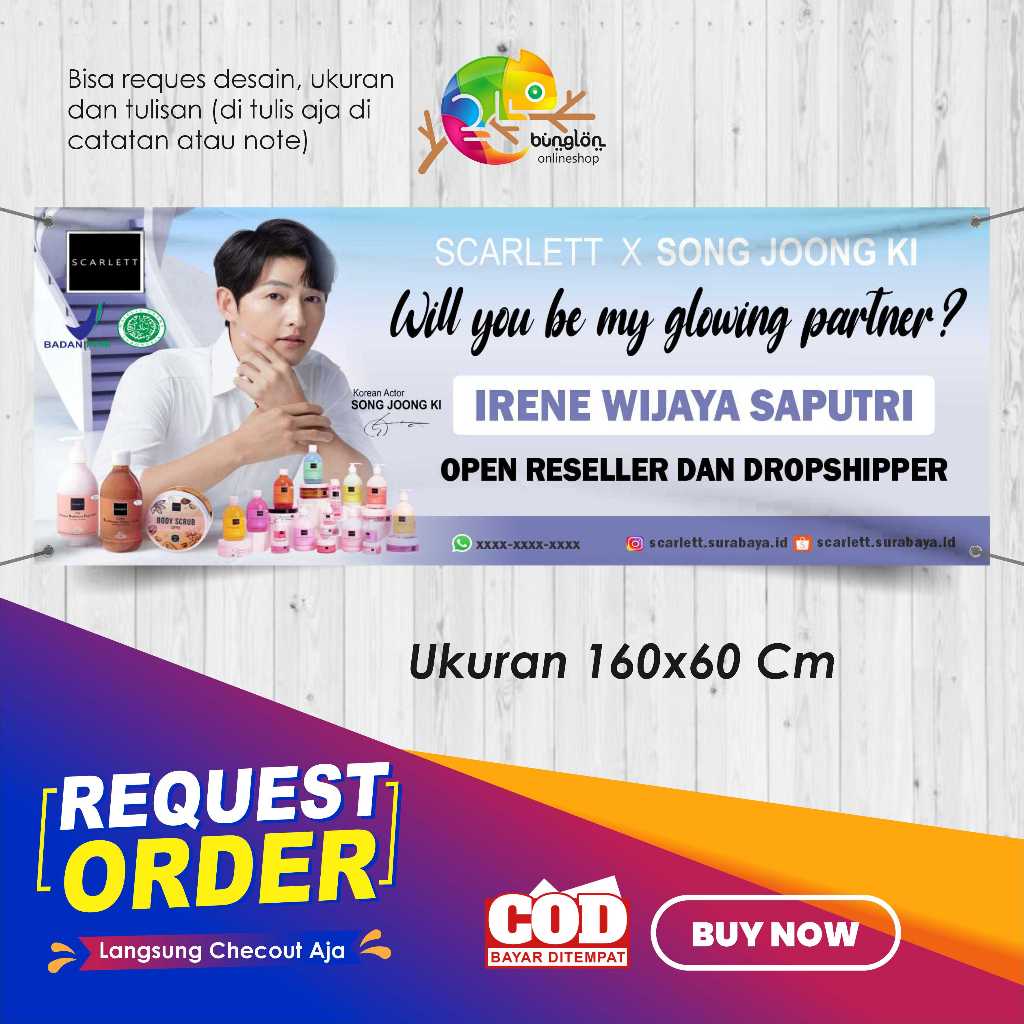Jual Spanduk Banner 160x60 Skincare Custom Desain | Shopee Indonesia