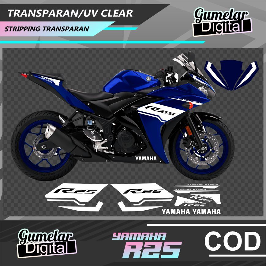 Jual STRIPPING TRANSPARAN UV CLEAR SIMPEL YAMAHA R25 DESAIN 1 CUTTING ...
