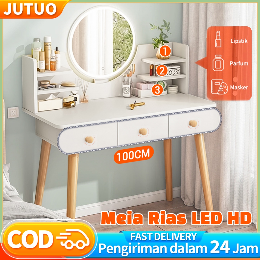 Jual ⭐Garansi 1 tahun & Meja rias+kursi & Dengan lampu LED⭐ JT Meja ...