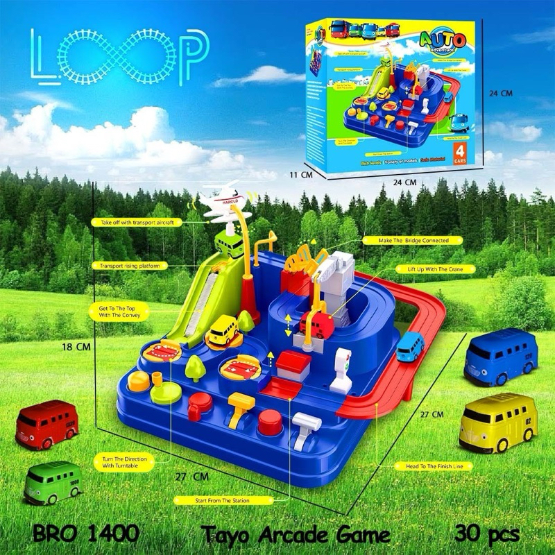 Jual BRO1400 Mainan Arcade Ding Dong Tayo The Little Bus Mobil Mobilan Anak Lintasan Trek Tangga ...