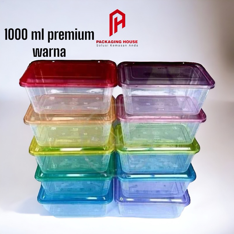 Jual [ 25 pcs ] Thinwall ENVI Colours 1000 Ml Rectangle + Tutup Warna Clear Merek ENVI | Food ...