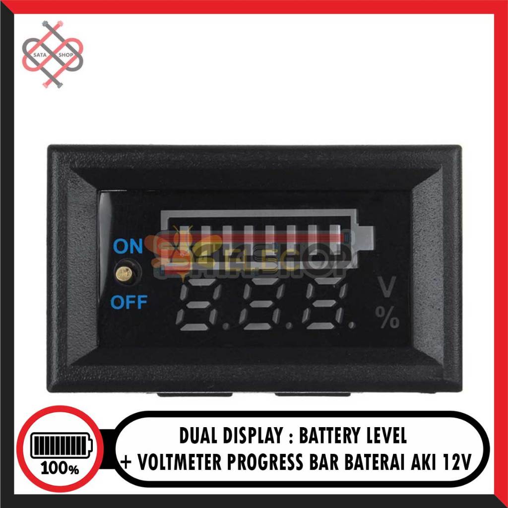 Jual Dual Display : Switch on off + Battery Level + Voltmeter for Baterai Aki 12v | Shopee Indonesia