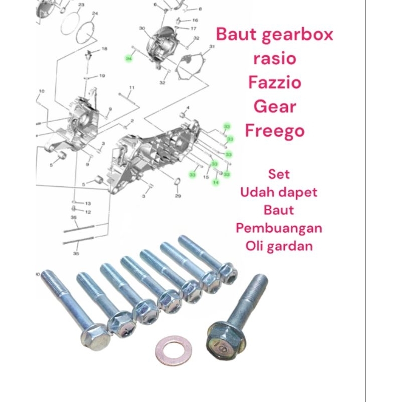 Jual baut gearbox rasio fazzio mio gear freego | Shopee Indonesia