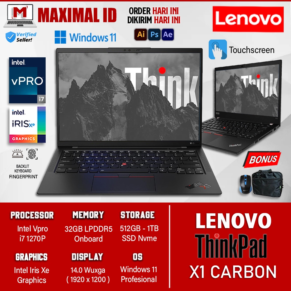 Jual Laptop Lenovo Thinkpad X1 Carbon VPRO i7 1270P 32GB DDR5 1TB SSD ...