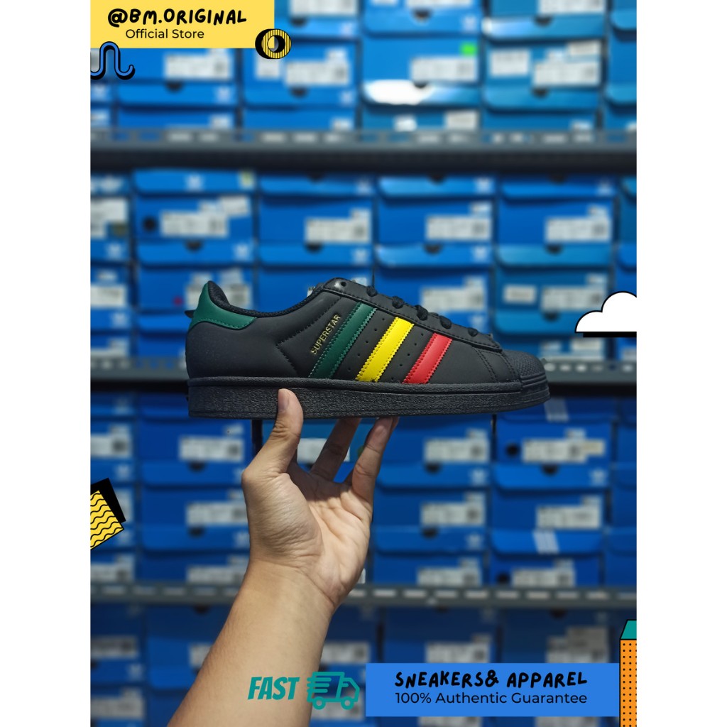 Jual Adidas Superstar Rasta Core Black Yellow Collegiate Green IH3121 ...