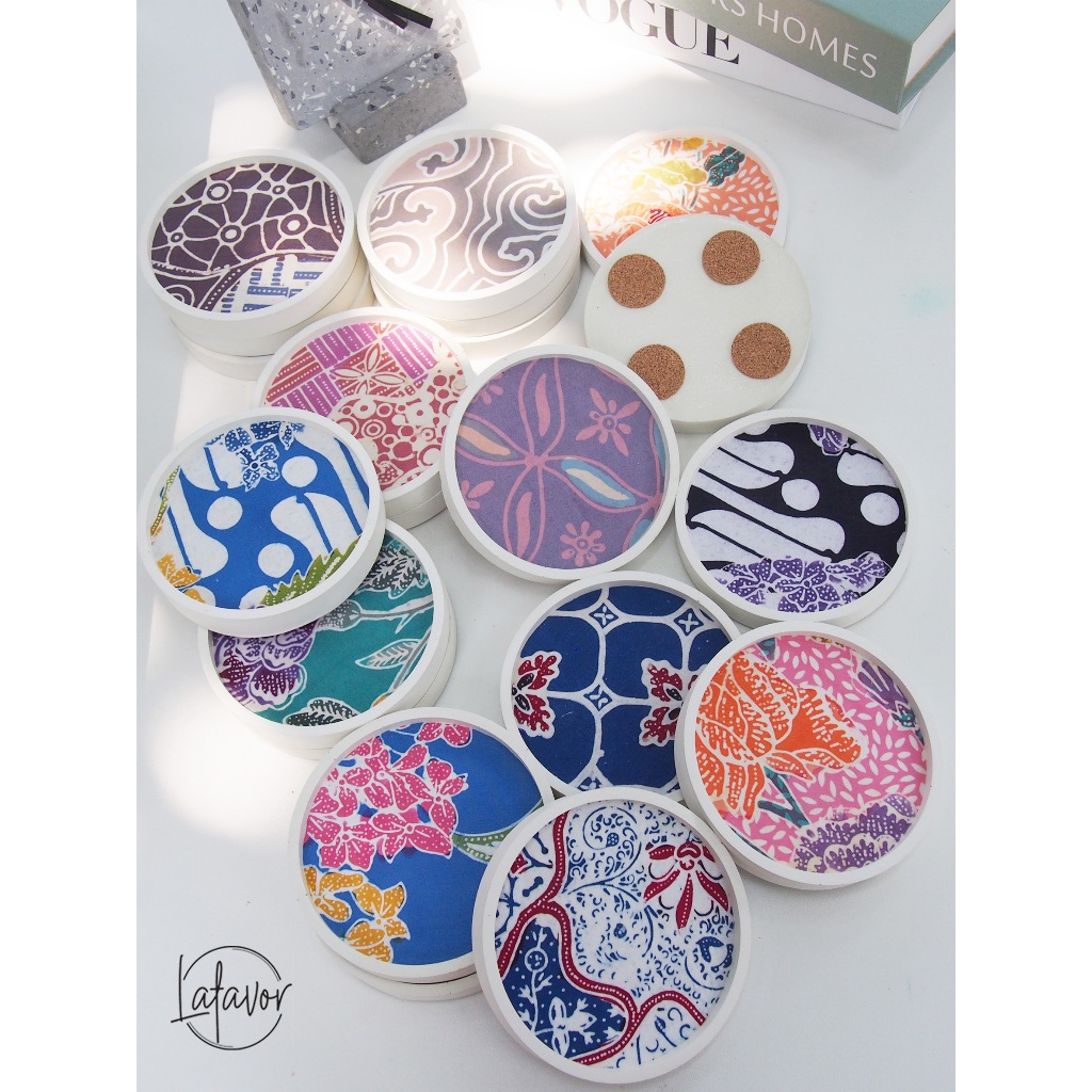 Jual Lafavor Round Batik Coaster Runda | Tatakan Gelas Batik Random ...