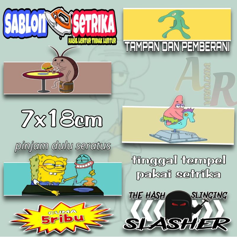 Jual STIKER SABLON SETRIKA-SPONGEBOB- TINGGAL TEMPEL PAKAI SETRIKA ...