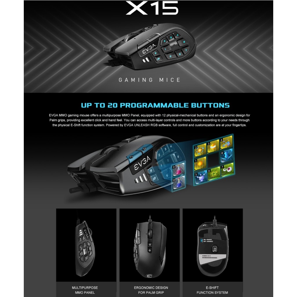 Jual MOUSE GAMING MMO EVGA X15 | Shopee Indonesia