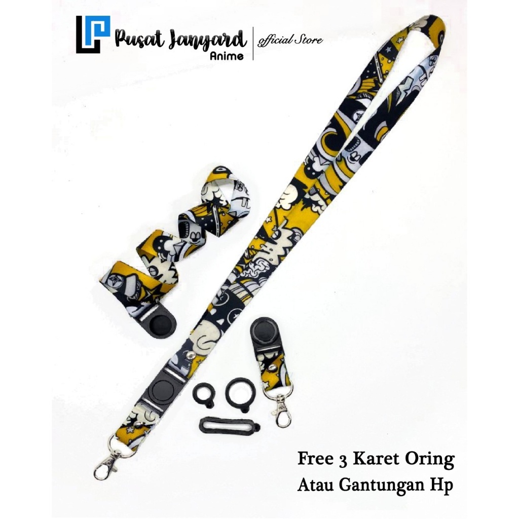 Jual Tali Lanyard Bisa Satuan Nametag Gantungan Hp Motif Gambar DOODLE ...