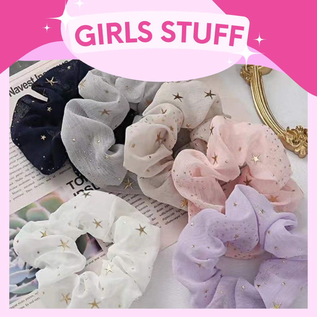 Jual GS IKAT RAMBUT SCRUNCHIE KOREA MOTIF BINTANG / KUNCIRAN RAMBUT ...