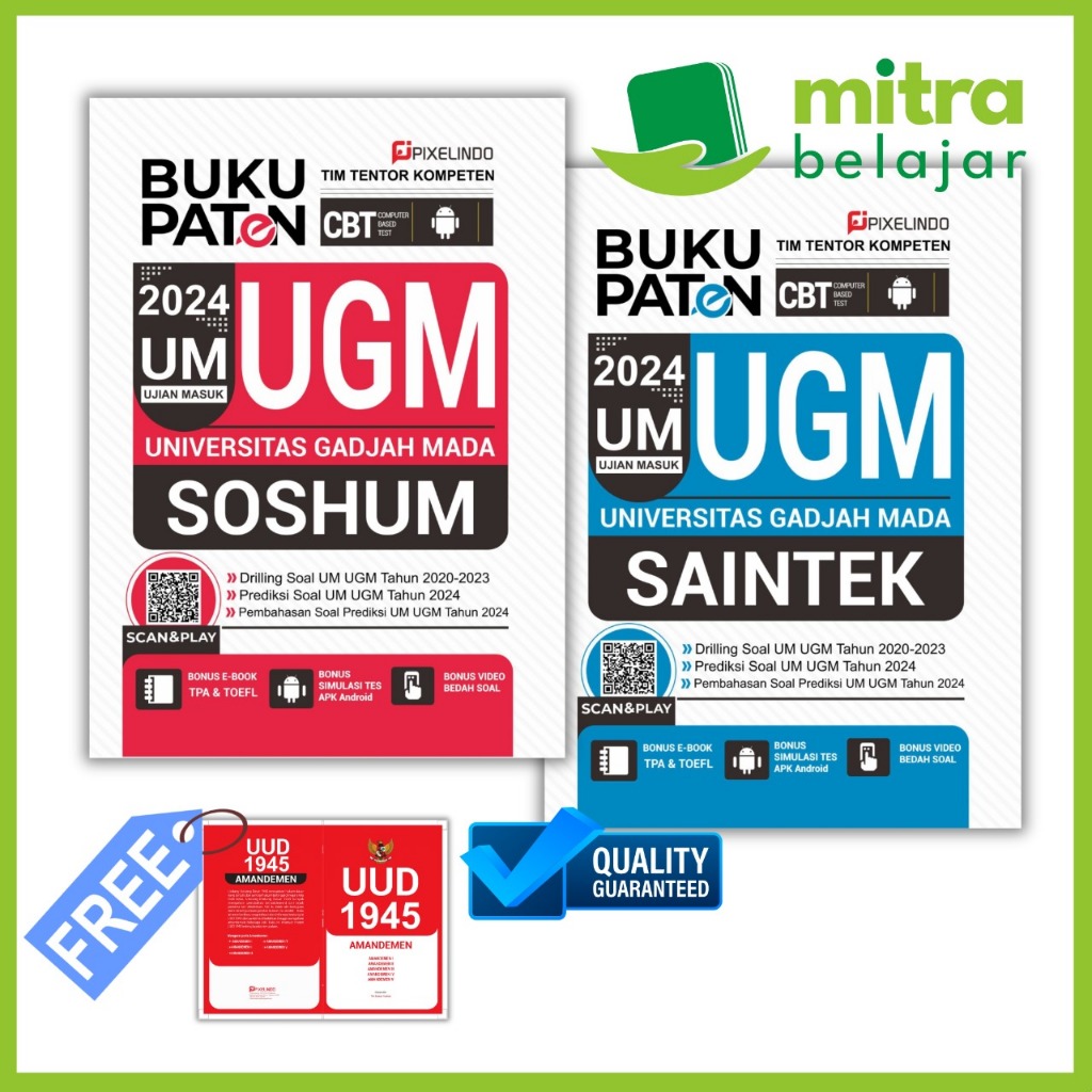 Jual Buku Paten UM UGM SAINTEK CBT 2024 - Ujian Masuk Universitas Gadjah Mada | Shopee Indonesia