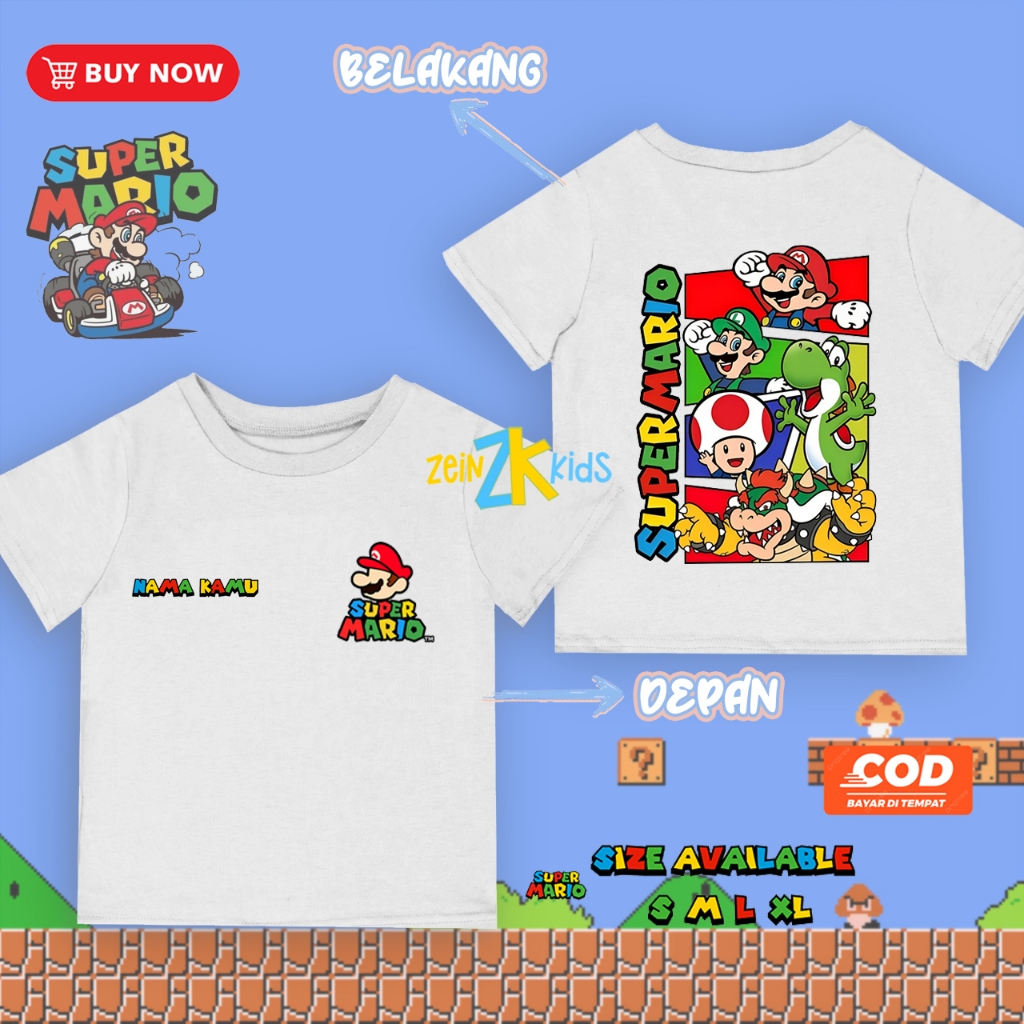 Jual Kaos Anak Super Mario Bros / Baju Super Mario Bros Anak | Shopee ...