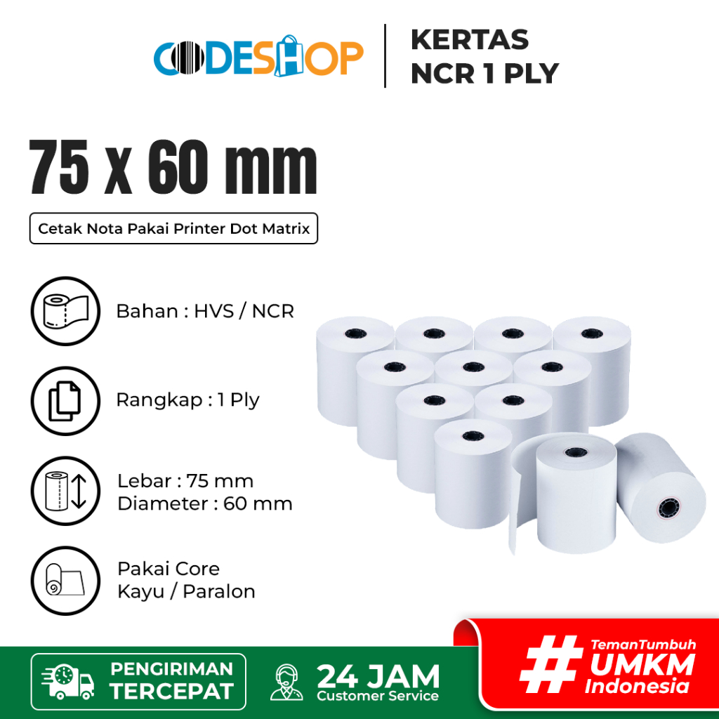Jual Slop Codeshop Kertas Struk NCR 1 Ply Printer Kasir Dot Matrix | Shopee Indonesia