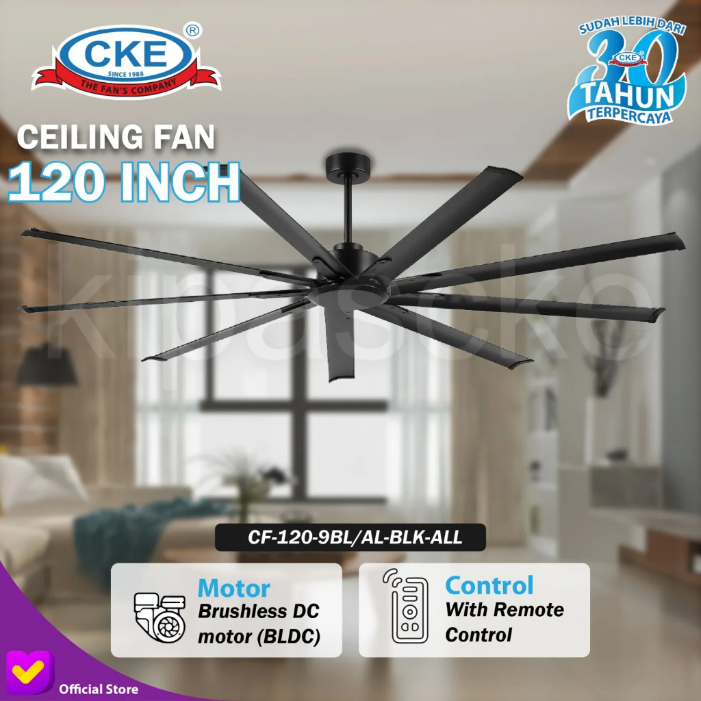 Jual CKE Ceiling Fan 120 Inch CF-120-9BL/AL-BLK-ALL | Shopee Indonesia