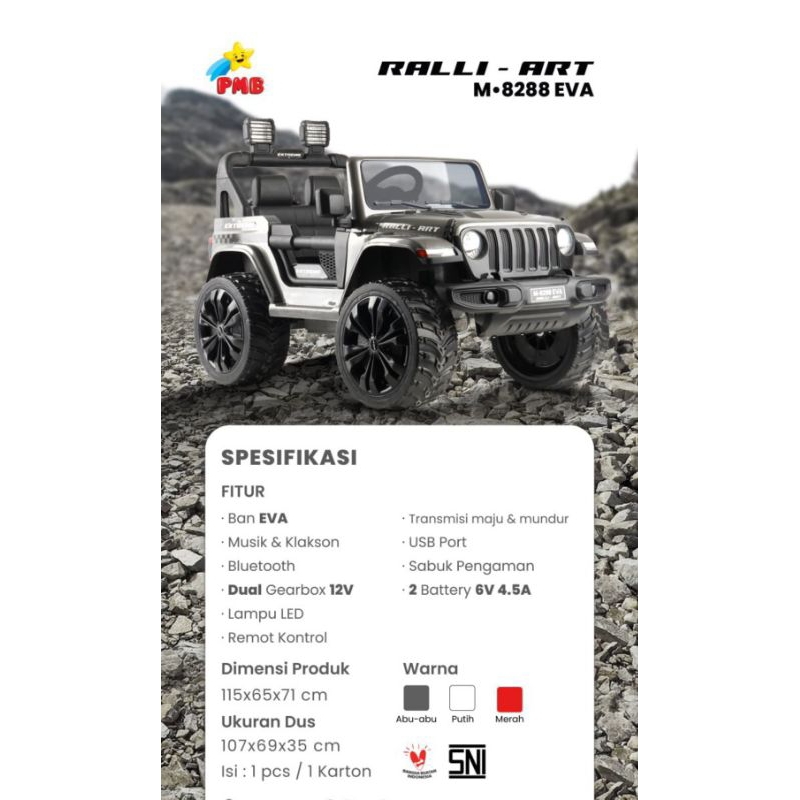Jual Mobil Aki Mainan Anak Jeep PMB M 8288 8299B Dual Dynamo Dual Accu ...